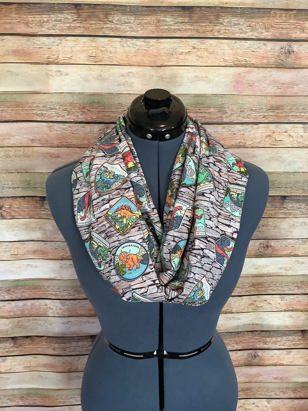 Dino Badge Infinity Scarf / Triceratops / Spinosaurus / Scarf ...