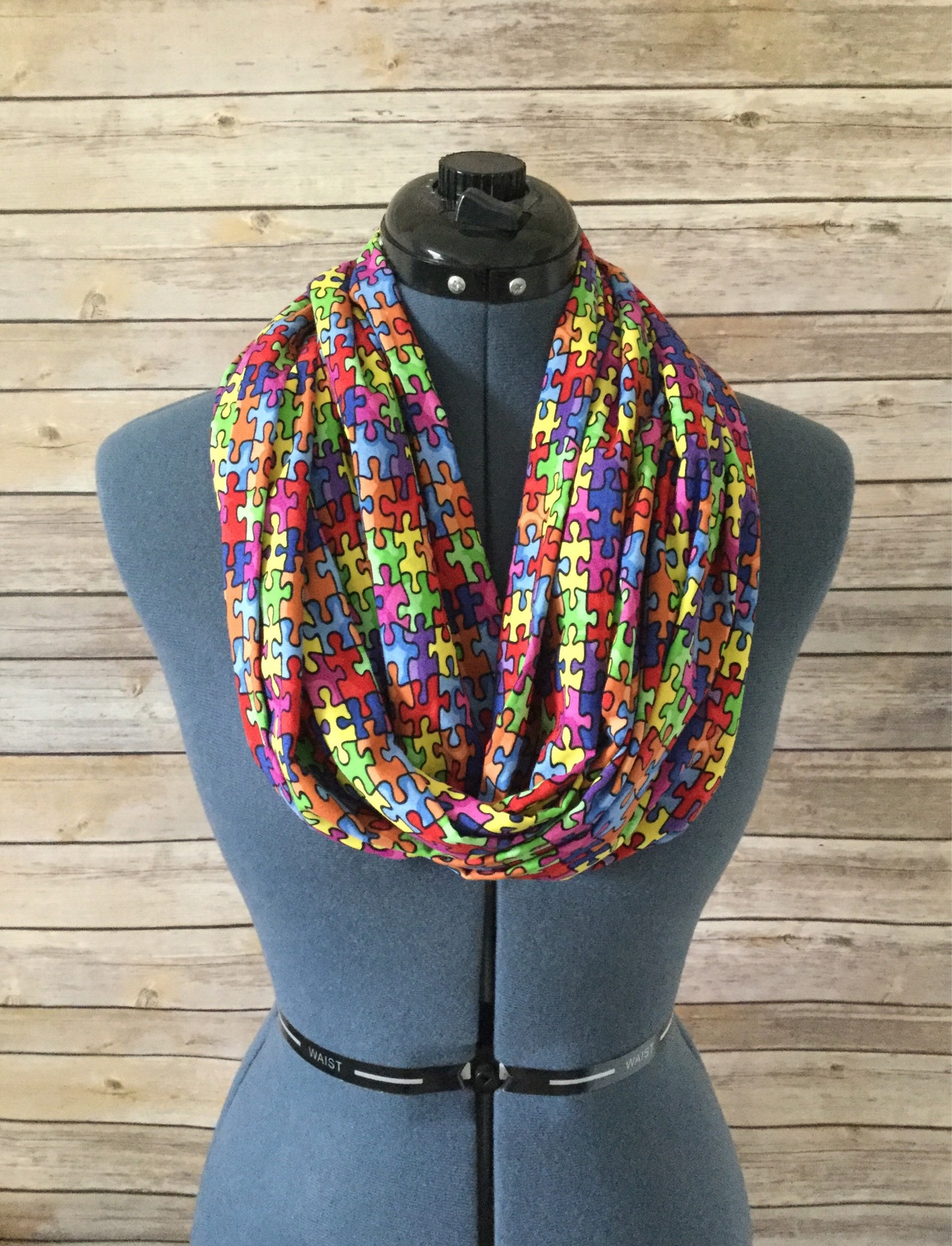 Autism Awareness Infinity Scarf / Autism Awareness / Puzzle - Etsy