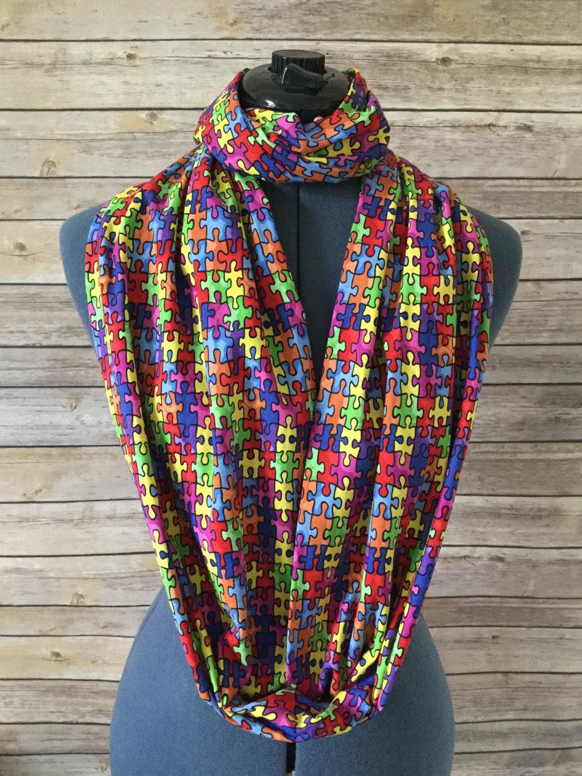 Autism Awareness Infinity Scarf / Autism Awareness / Puzzle - Etsy