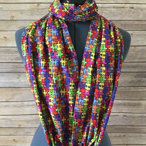 Autism Awareness Infinity Scarf / Autism Awareness / Puzzle Pieces ...