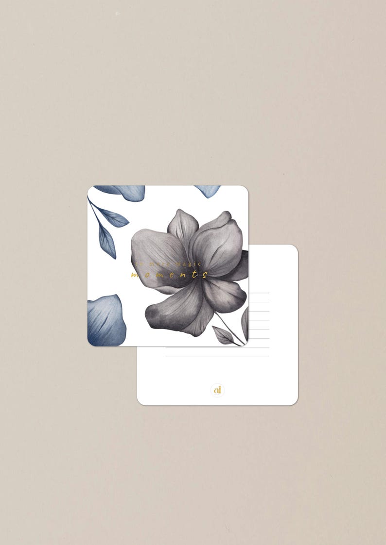 Flower Art Postcards "to More Magic Moments" With Gold Foil, Set of 10 ...