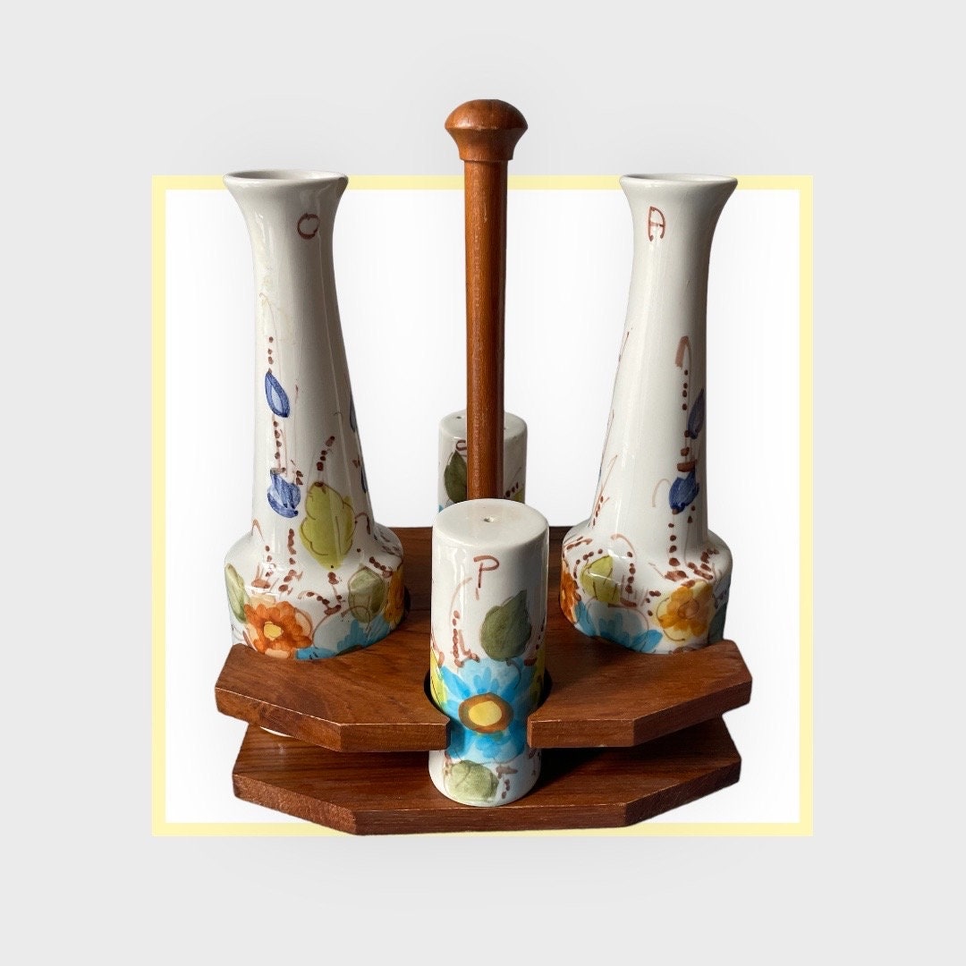 ARTEK TEAK SIC Menagere Oil and Vinegar, Salt and Pepper ,1960 Vintage ...