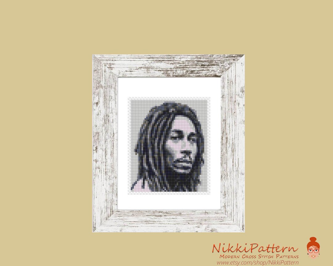 Bob Marley Cross Stitch Pattern: Reggae Singer Portrait (PDF Digital ...