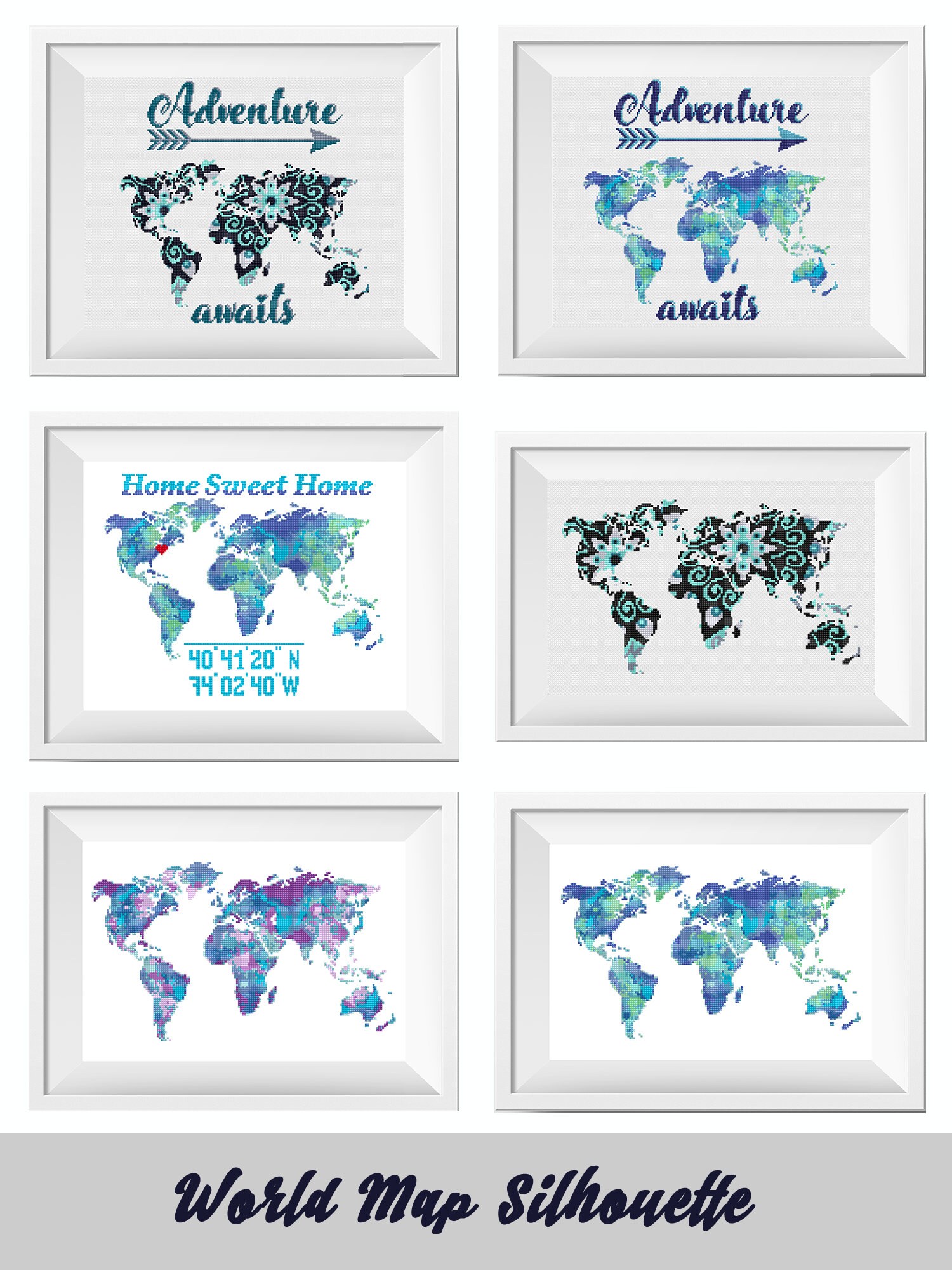 World Map Cross Stitch Pattern Silhouette of Queer World - Etsy