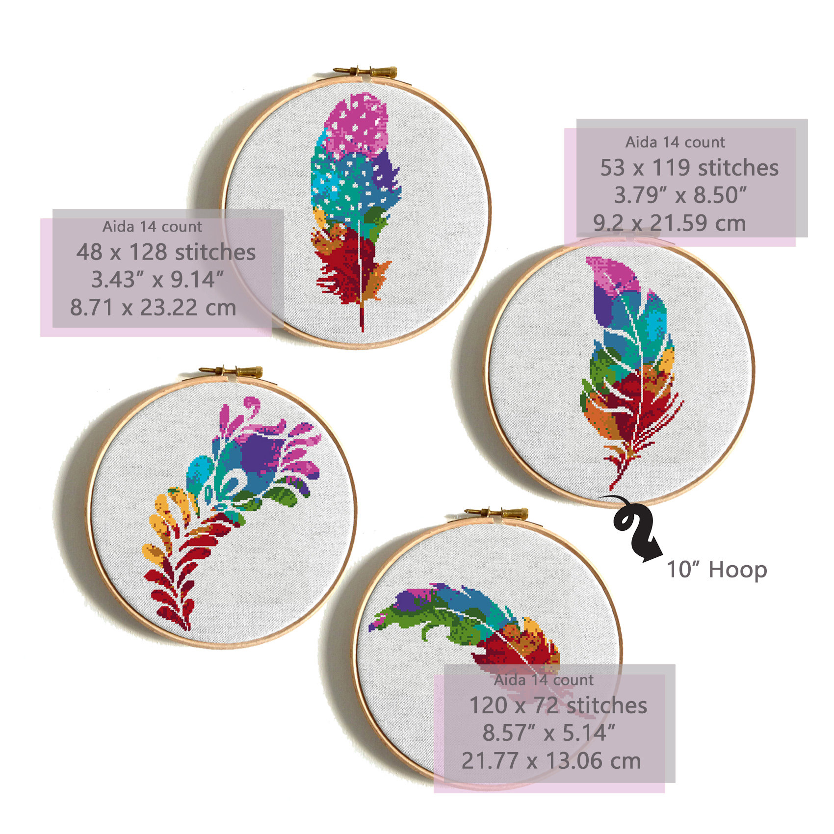 Feather cross stitch pattern easy Watercolor cross stitch | Etsy