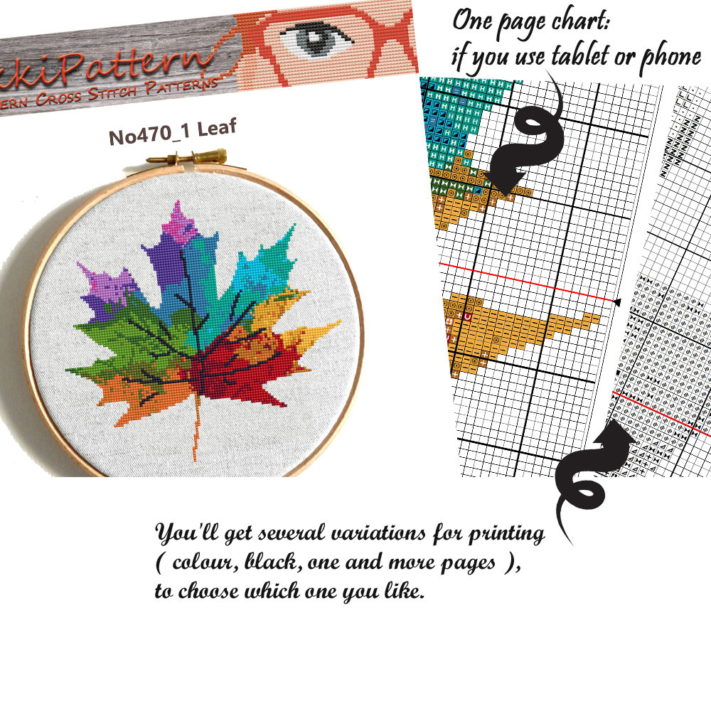 Leaf Cross Stitch Patterns Set Tree Cross Stitch Four Seasons - Etsy