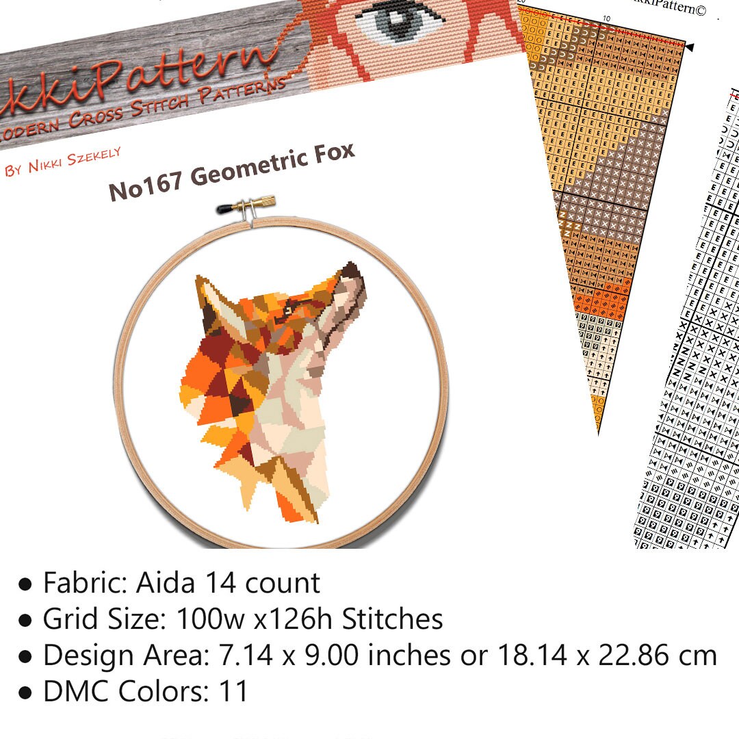 Fox Cross Stitch Pattern Geometric Fox Counted Cross Stitch - Etsy