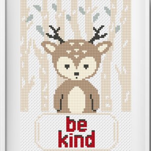 Baby Cross Stitch Pattern, Woodland Animals, Be Clever Be Brave Be Kind ...