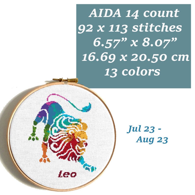 LEO Cross Stitch Pattern Zodiac Horoscope Cross Stitch Modern - Etsy