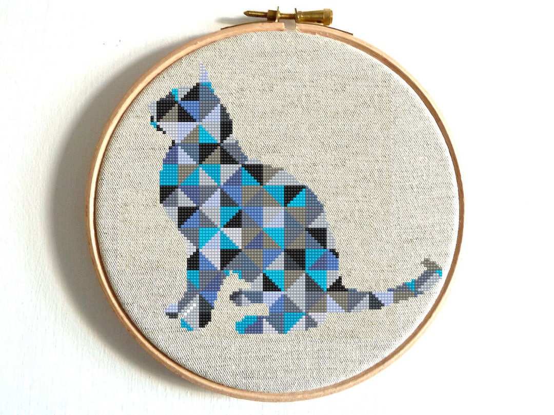 Cat Cross Stitch Pattern PDF Instant Download, Geometric Animals ...