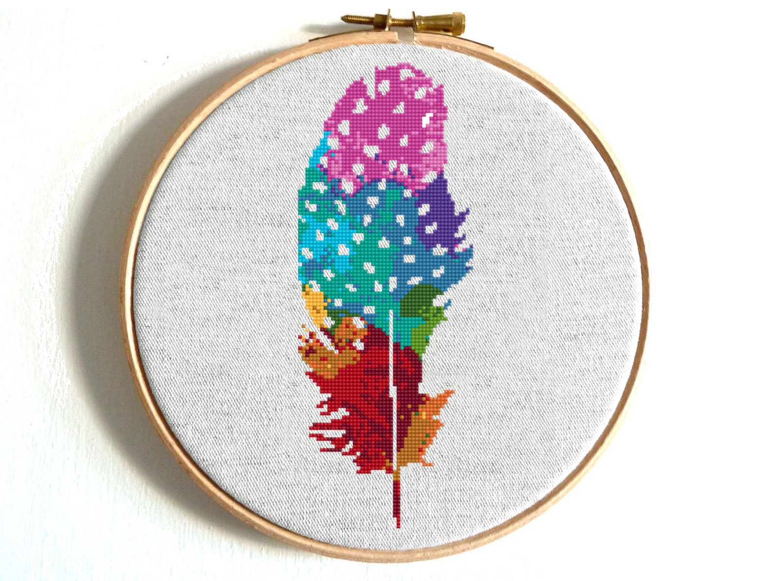 Feather cross stitch pattern easy Watercolor cross stitch | Etsy