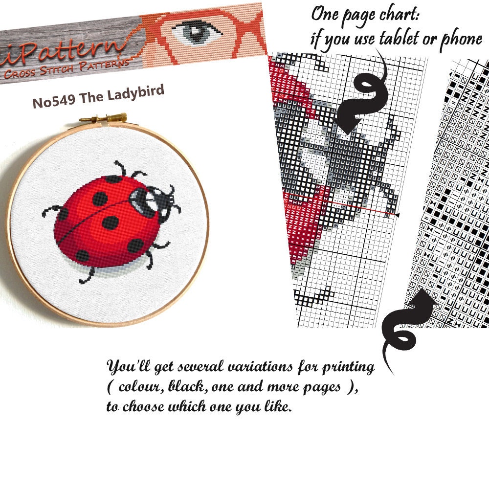 Ladybug Cross Stitch Pattern Animal Cross Stitch PDF Modern | Etsy
