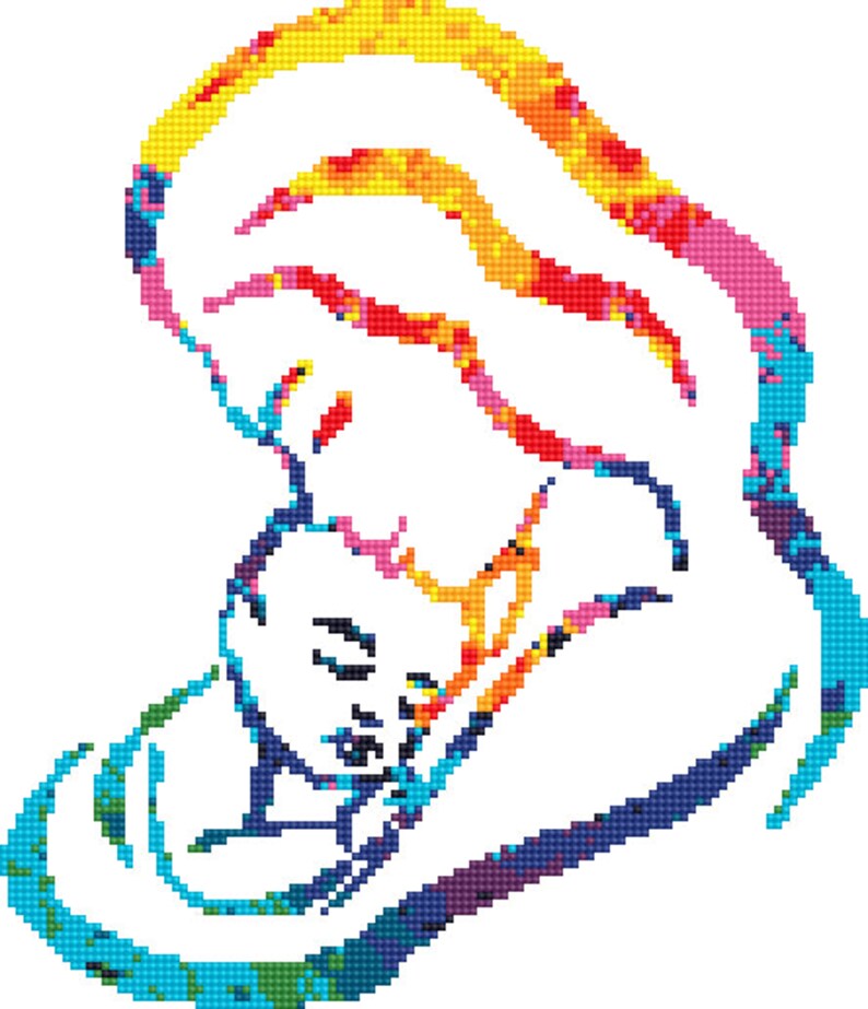 Mother with baby cross stitch pattern Modern cross stitch PDF | Etsy