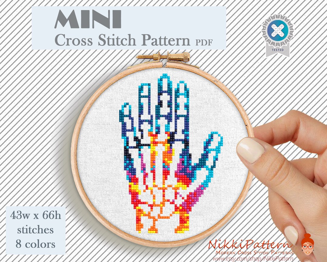 Modern Mini Cross Stitch Pattern Human Anatomy Art Hand Cross Stitch ...