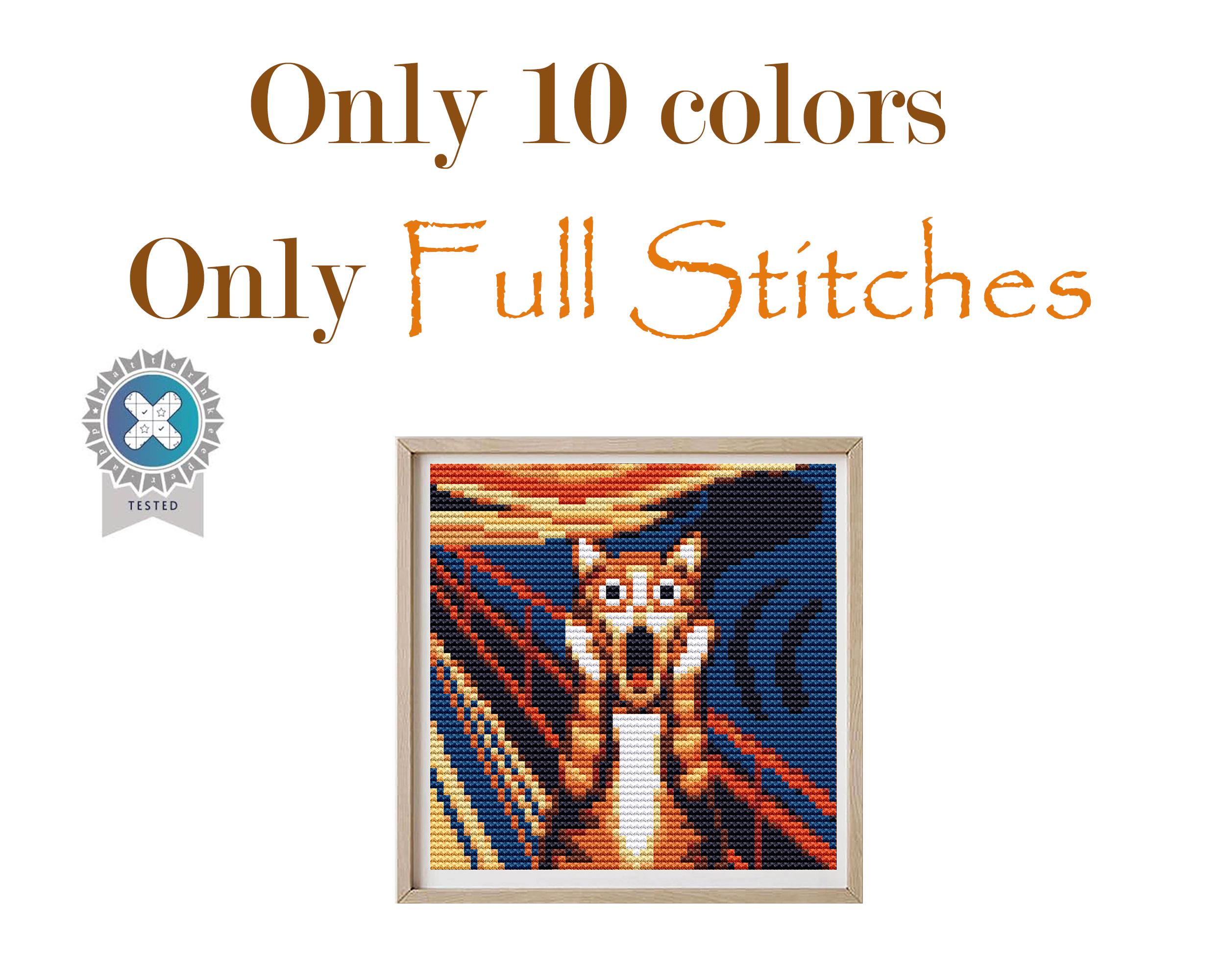 Funny Mini Art Cross Stitch Pattern, the Scream, Screaming Ginger Cat ...