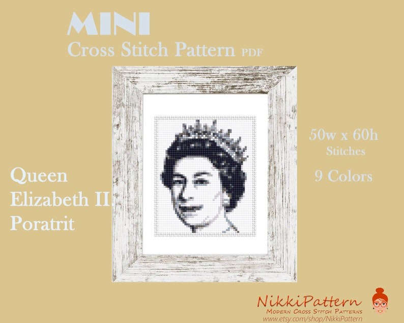 Queen Elizabeth II Mini Cross Stitch Pattern Famous Portrait - Etsy