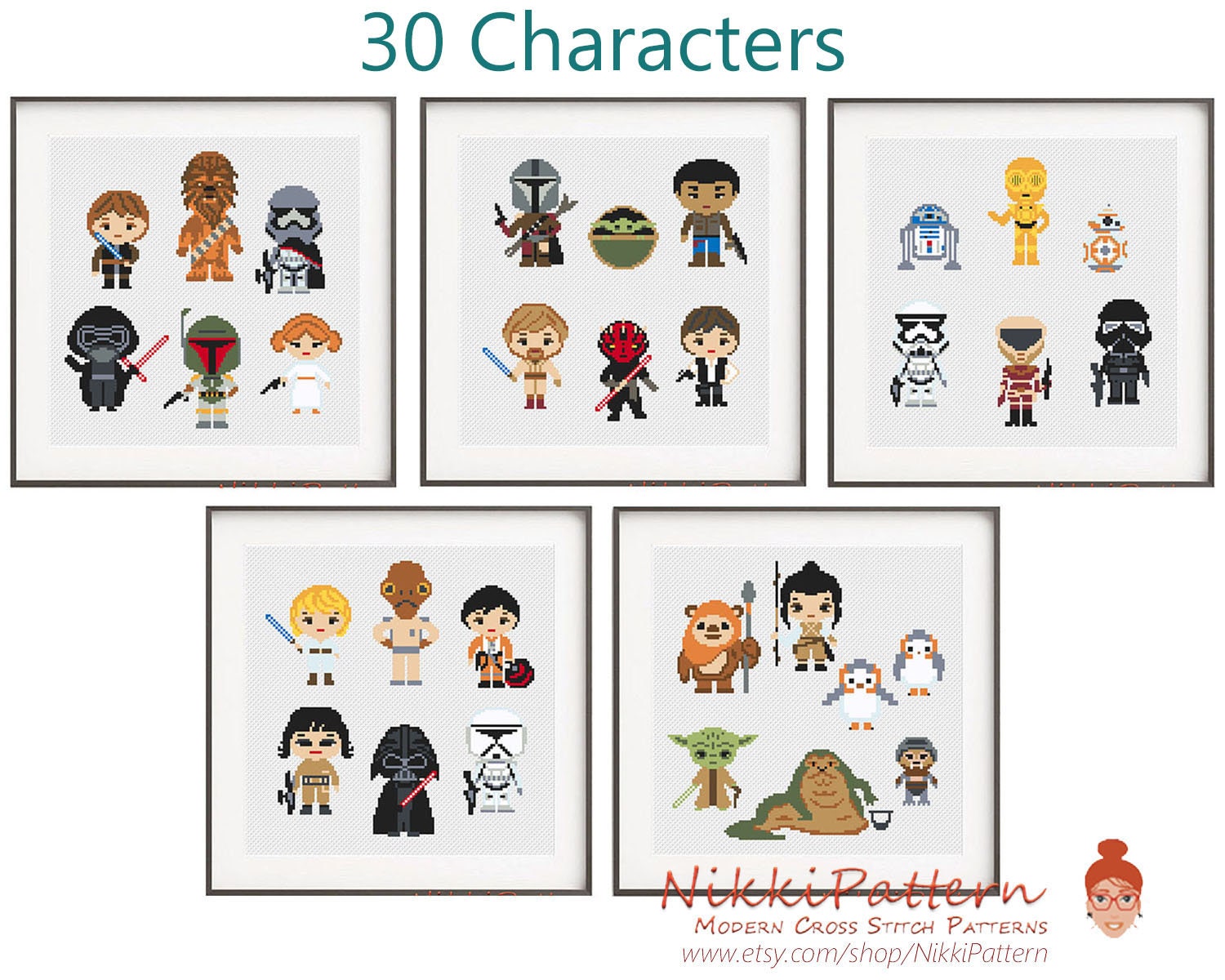 Star Characters Cross Stitch Pattern Bundle Tiny Cross Stitch | Etsy UK