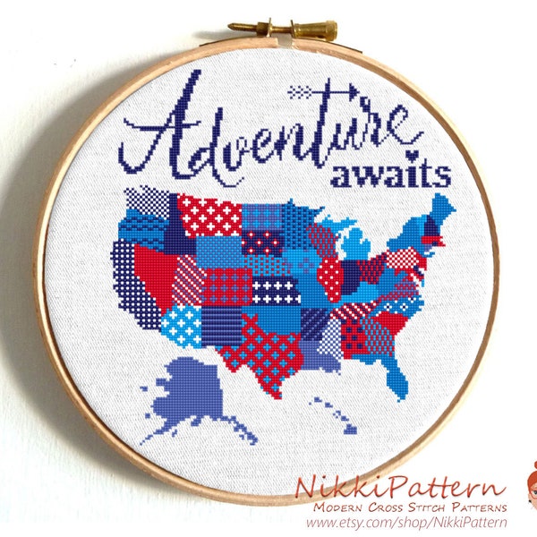 Usa Map Cross Stitch - Etsy