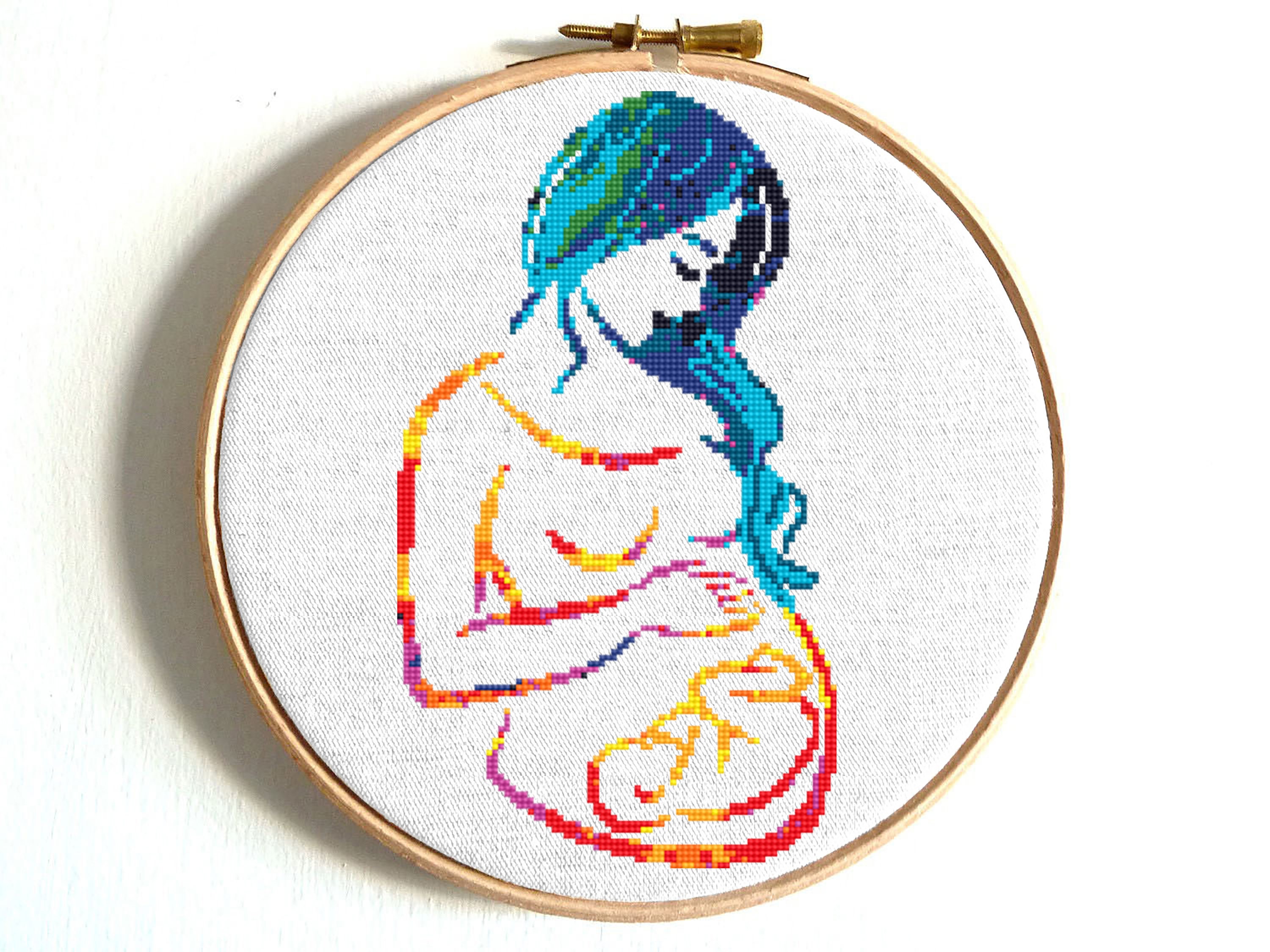 Mother With Baby Cross Stitch Pattern Modern Cross Stitch PDF | Etsy