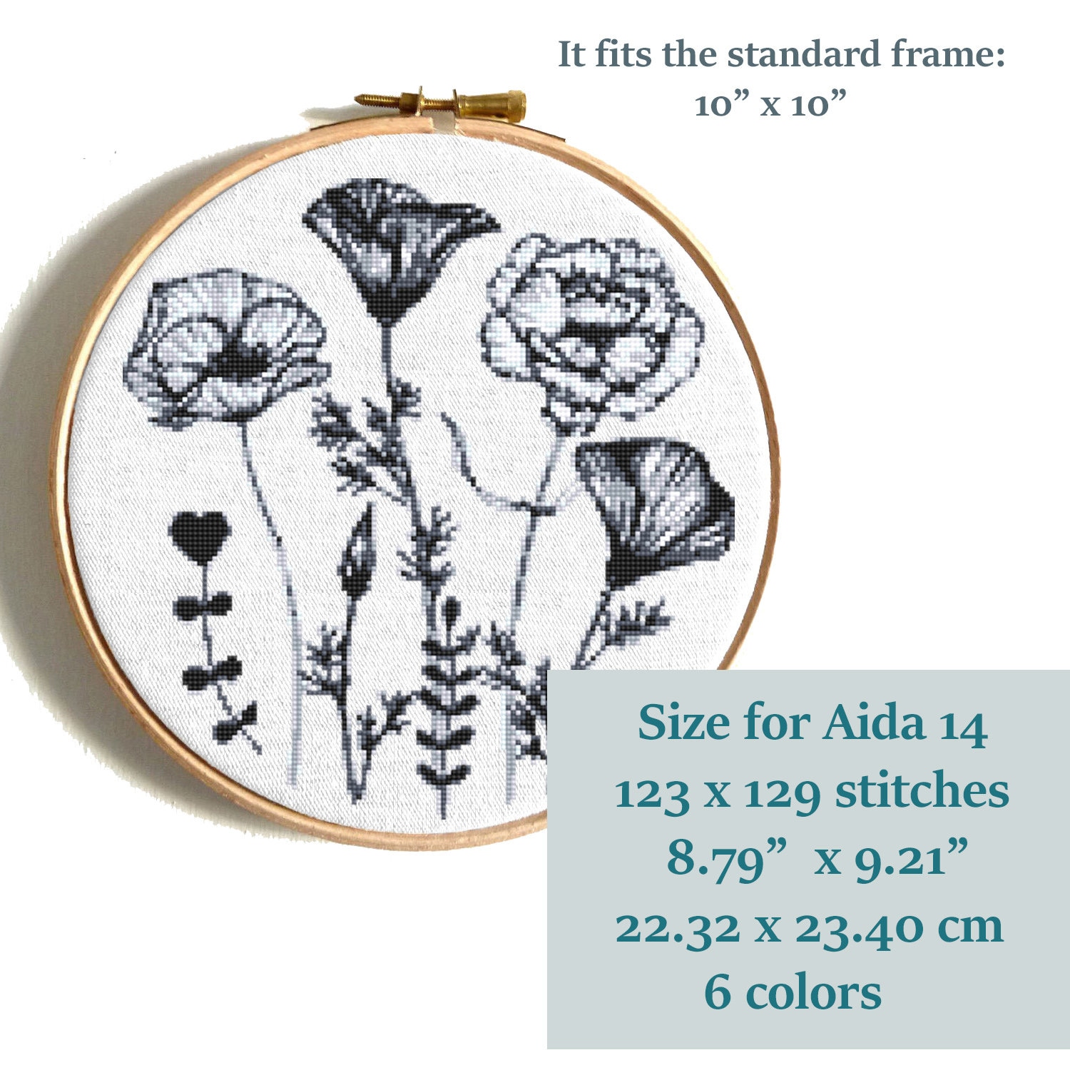 Wildflower cross stitch Modern cross stitch pattern Potted | Etsy