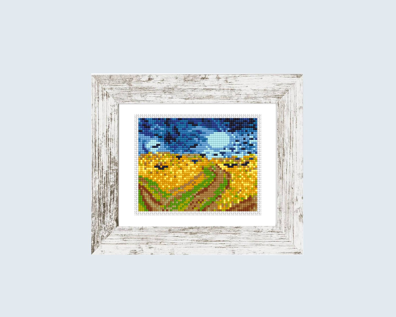 Mini Cross Stitch Pattern Modern Tiny Art Wheatfield With | Etsy