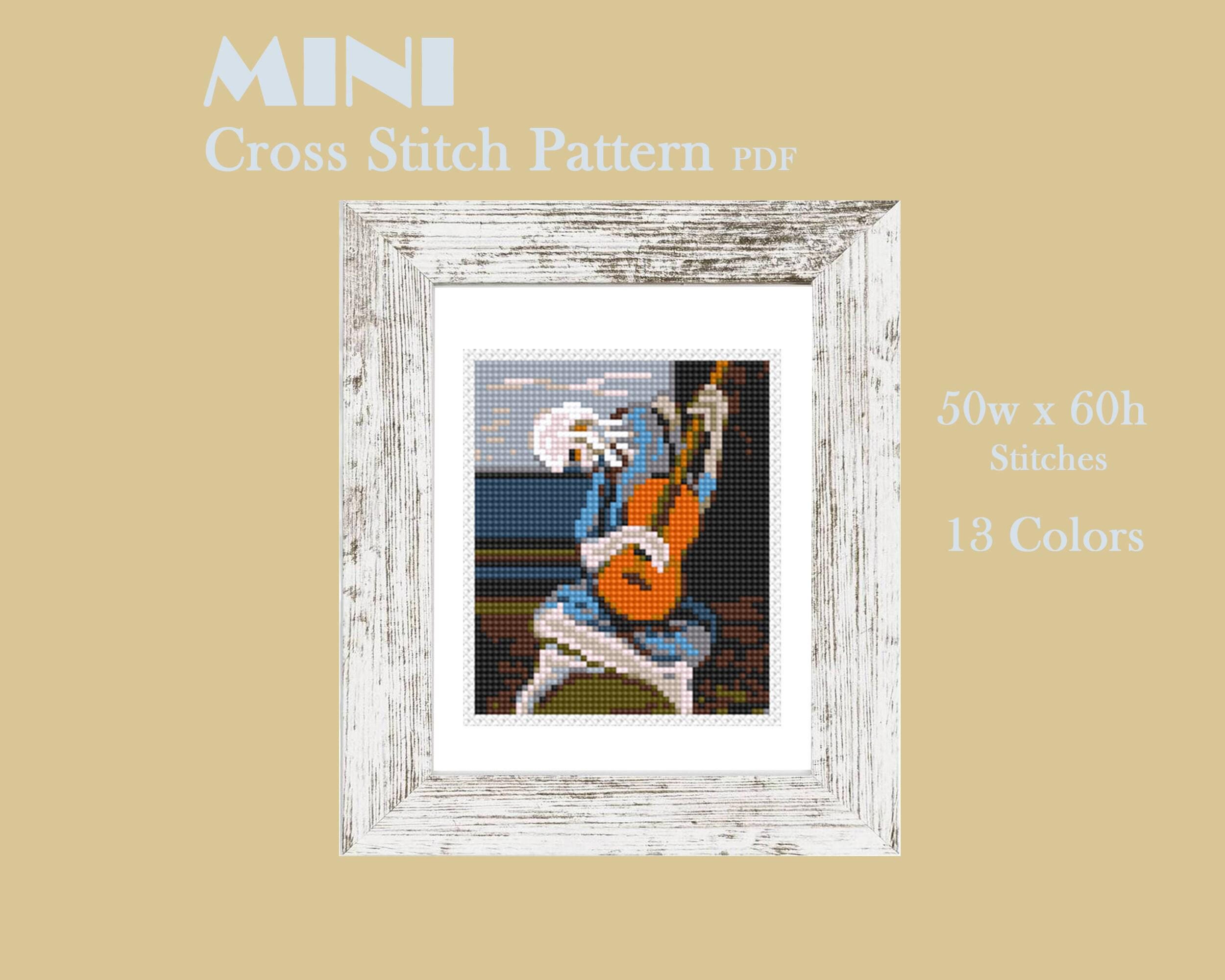 Mini Cross Stitch Pattern Modern Tiny Art - Guitar by Picasso Famous ...