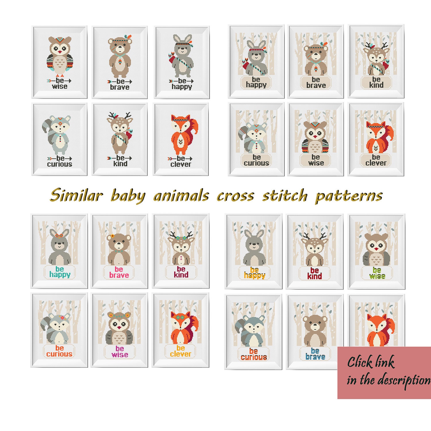 Baby Cross Stitch Pattern Woodland Animals Set Baby Shower | Etsy