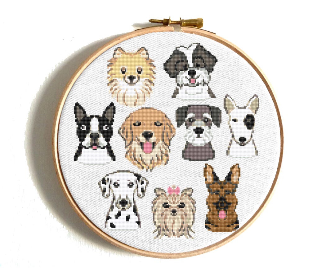 Dogs Cross Stitch Pattern, Mini Embroidery Animal Design, Mini Easy ...