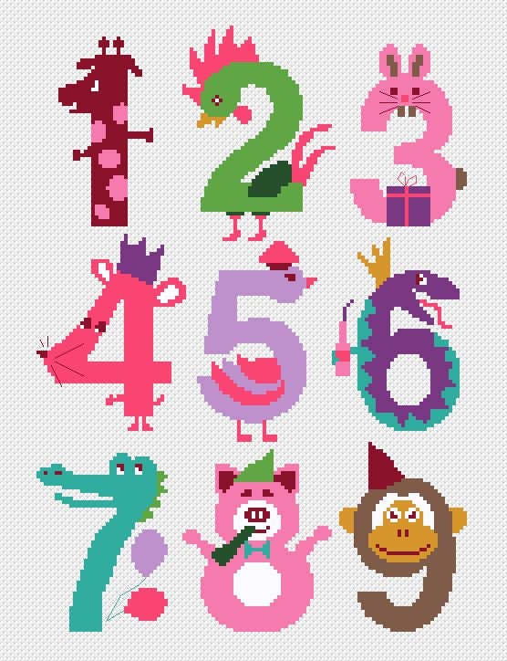 Baby Cross Stitch Pattern Tiny Cross Stitch Numbers Cute - Etsy