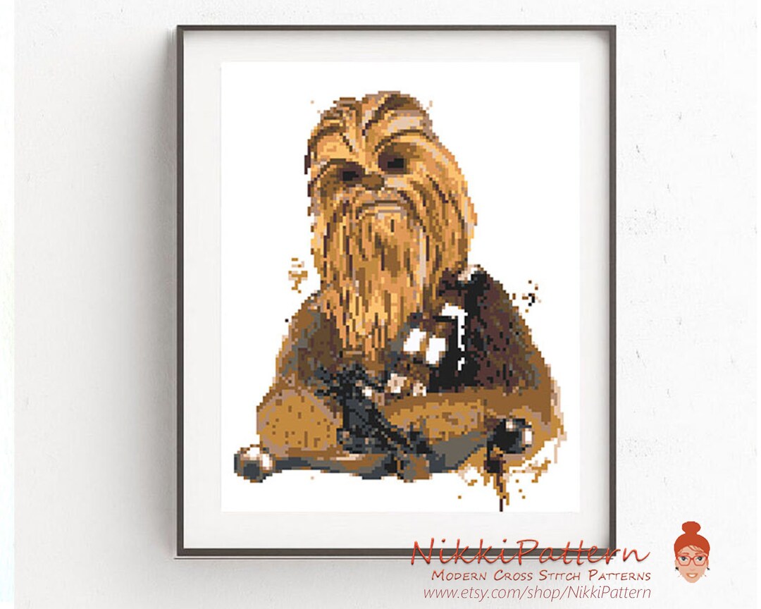 Movie Star Fan Art Cross Stitch Inspired by Chewbacca Watercolor ...