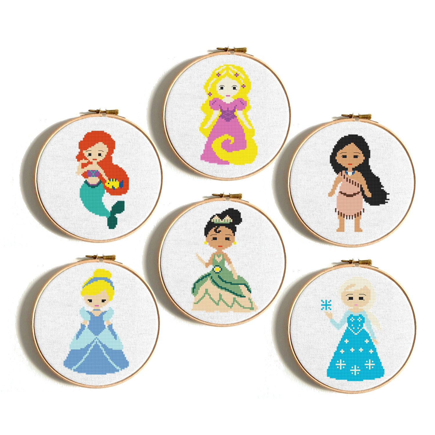 Kits & How To Girls nursery decor Disney princess cross stitch princess ...