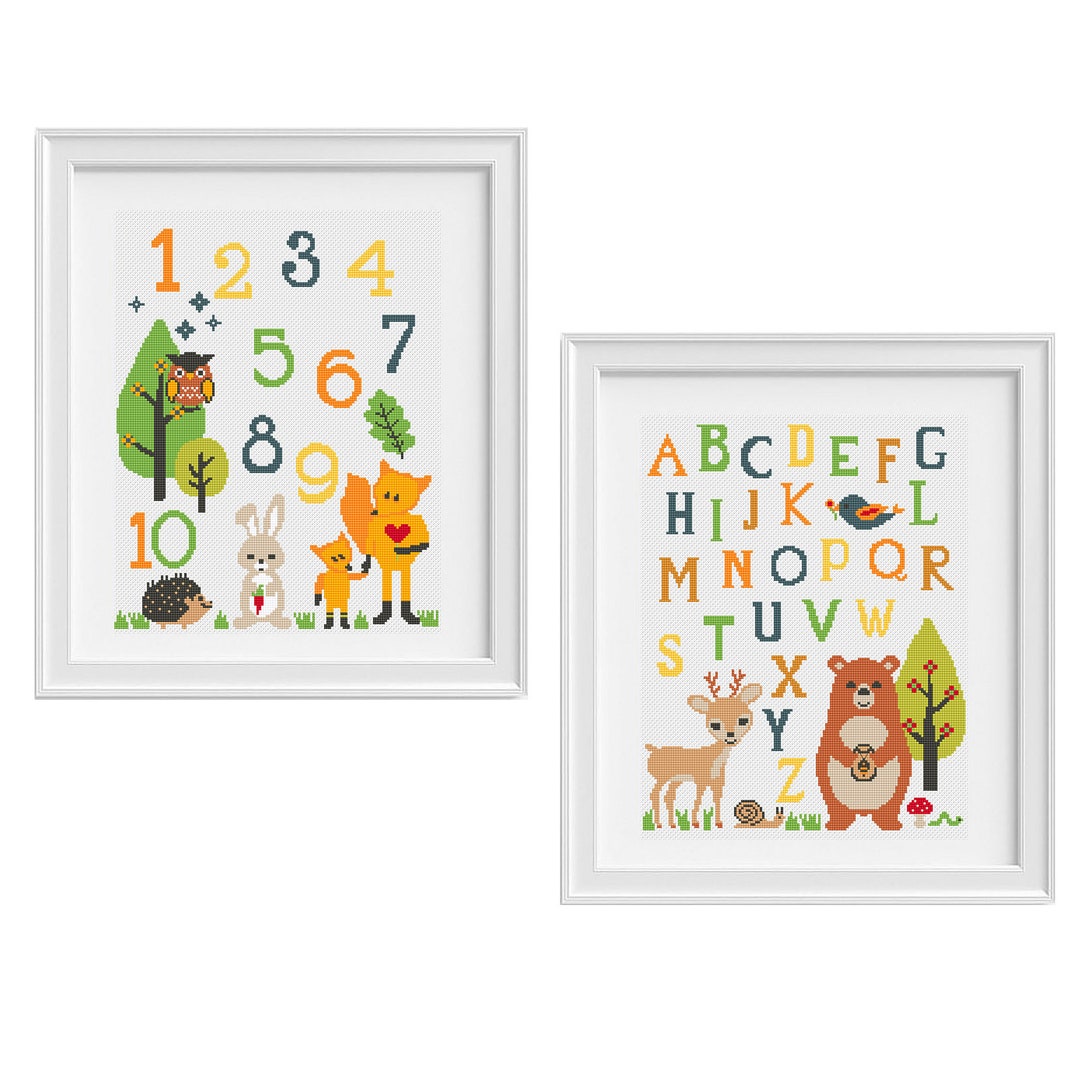 Numbers and Letter Counted Cross Stitch Pattern Baby Embroidery PDF ...