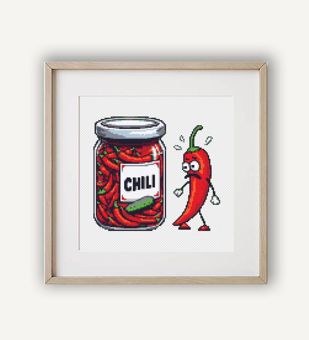 Spicy Chili Pepper Cross Stitch Pattern, Funny Kitchen Dish Embroidery ...
