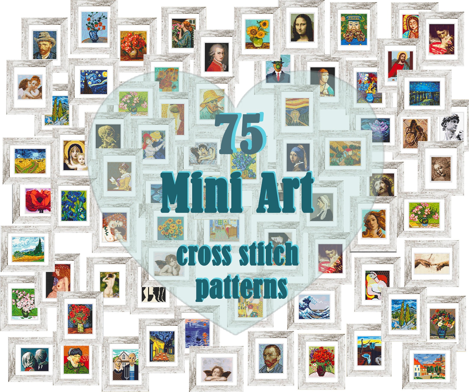 Set of 75 Mini Art Cross Stitch Patterns Mini Masterpieces - Etsy
