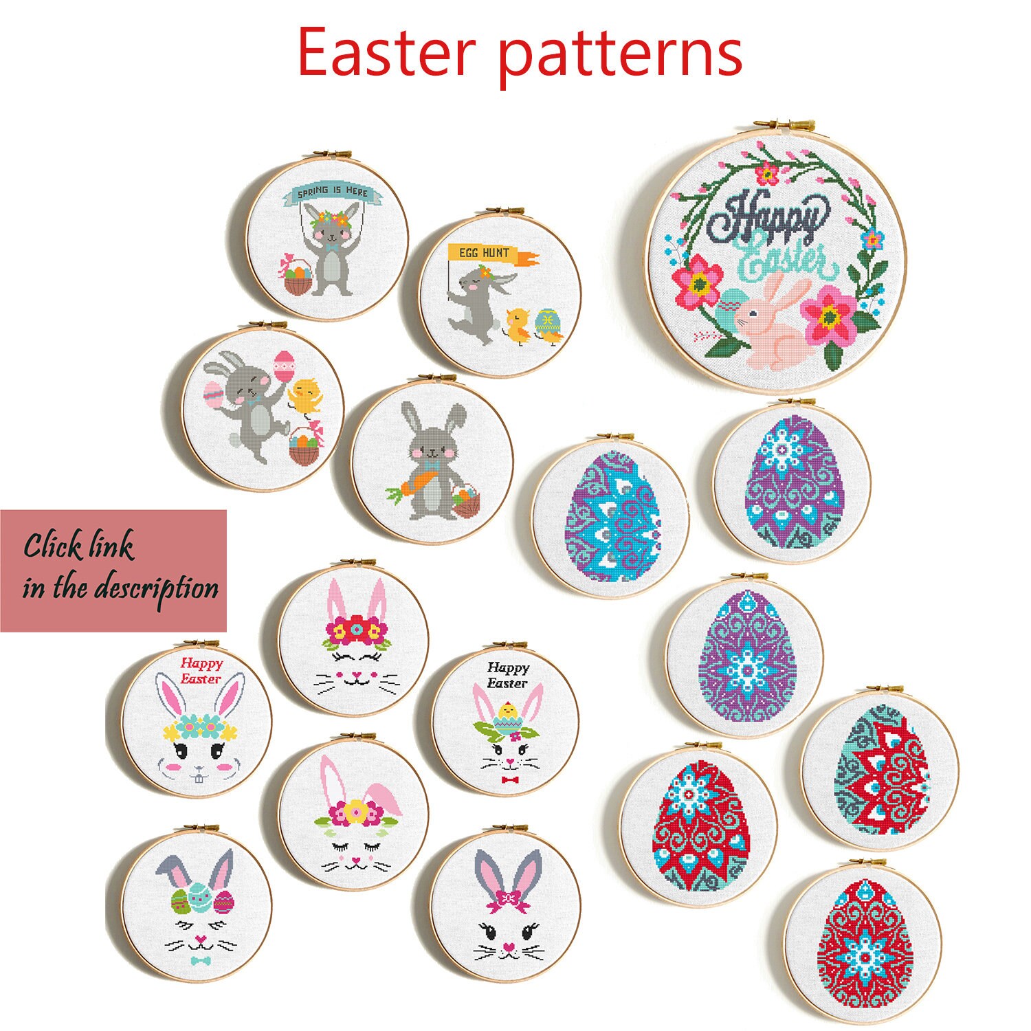Easter Bunny Cross Stitch Pattern Rabbit Easter Eggs Animal | Etsy