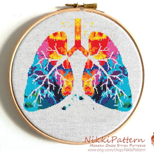 We Be-lung Together: Cute Lung Anatomy Cross-stitch Pattern | Etsy