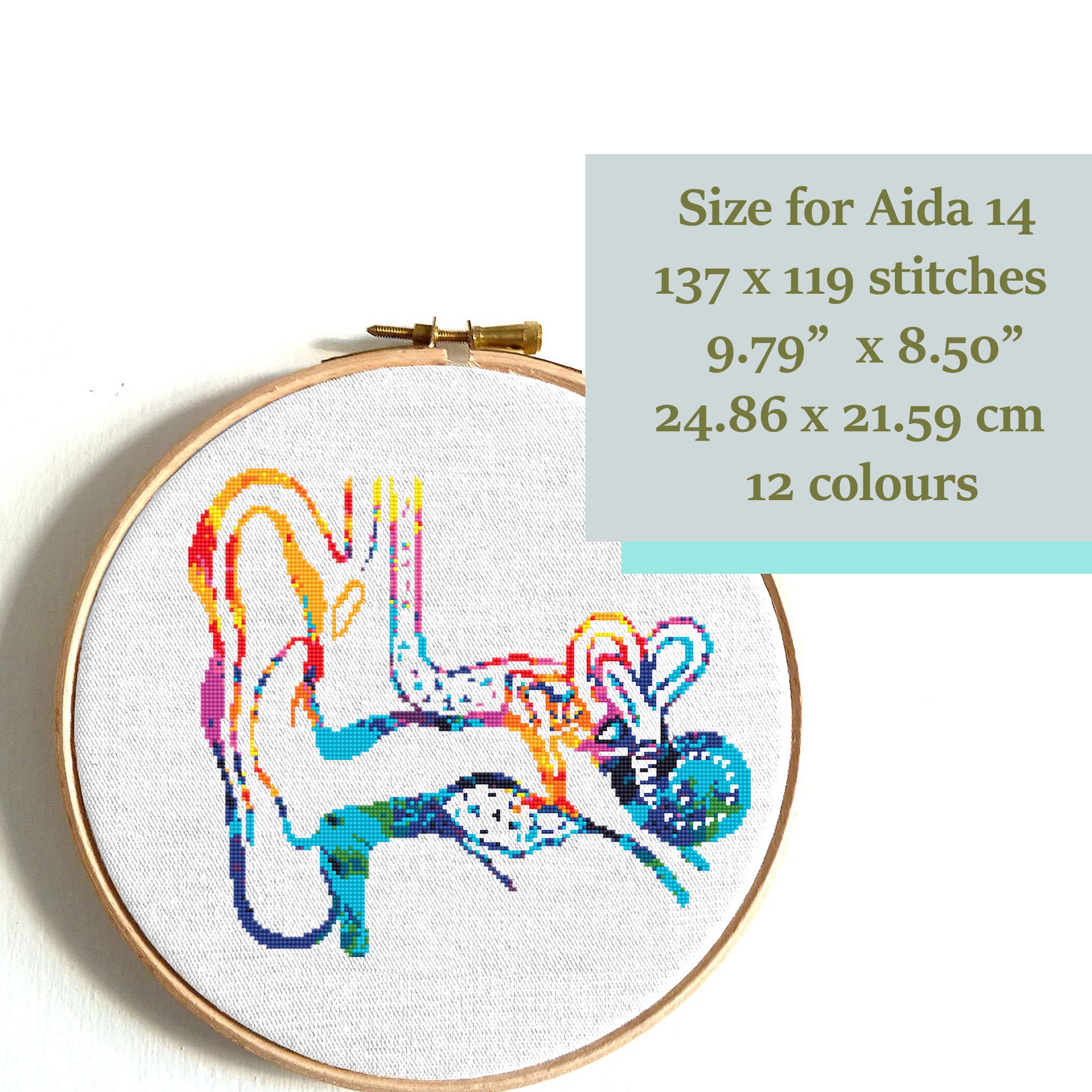 Ear Cross Stitch Pattern Human Anatomy Cross Stitch Funny | Etsy