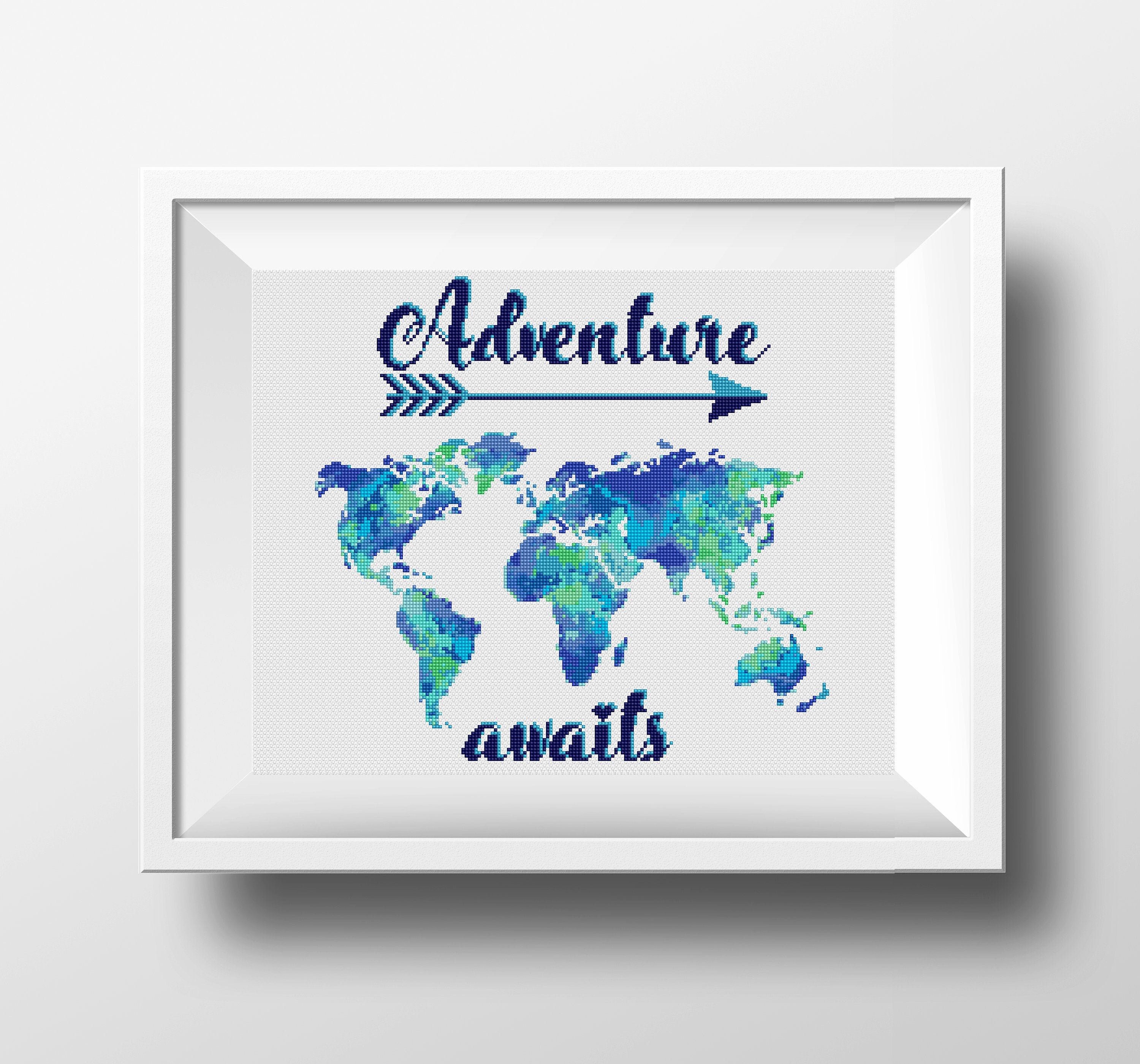 Boho World Map Cross Stitch Pattern Watercolor Map - Etsy
