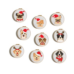 Dogs Christmas Cross Stitch Pattern Set Small Cross Stitch Animals Tiny ...