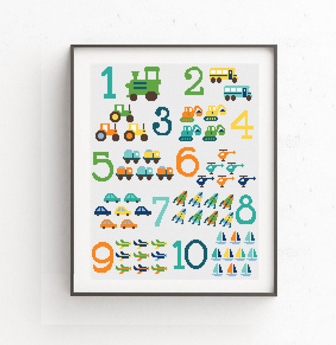 Baby Cross Stitch Pattern Numbers Chart Counted Cross Stitch Nursery ...