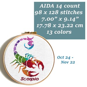 Scorpio Cross Stitch Pattern, Zodiac Horoscope Cross Stitch, Modern ...