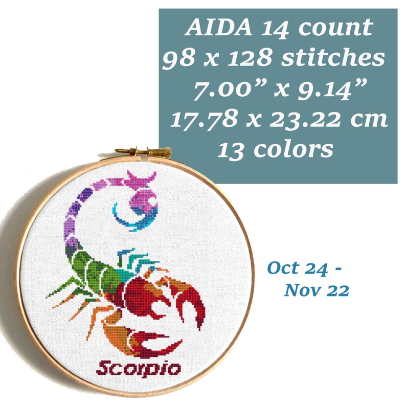Scorpio Cross Stitch Pattern, Zodiac Horoscope X-stitch, Modern ...