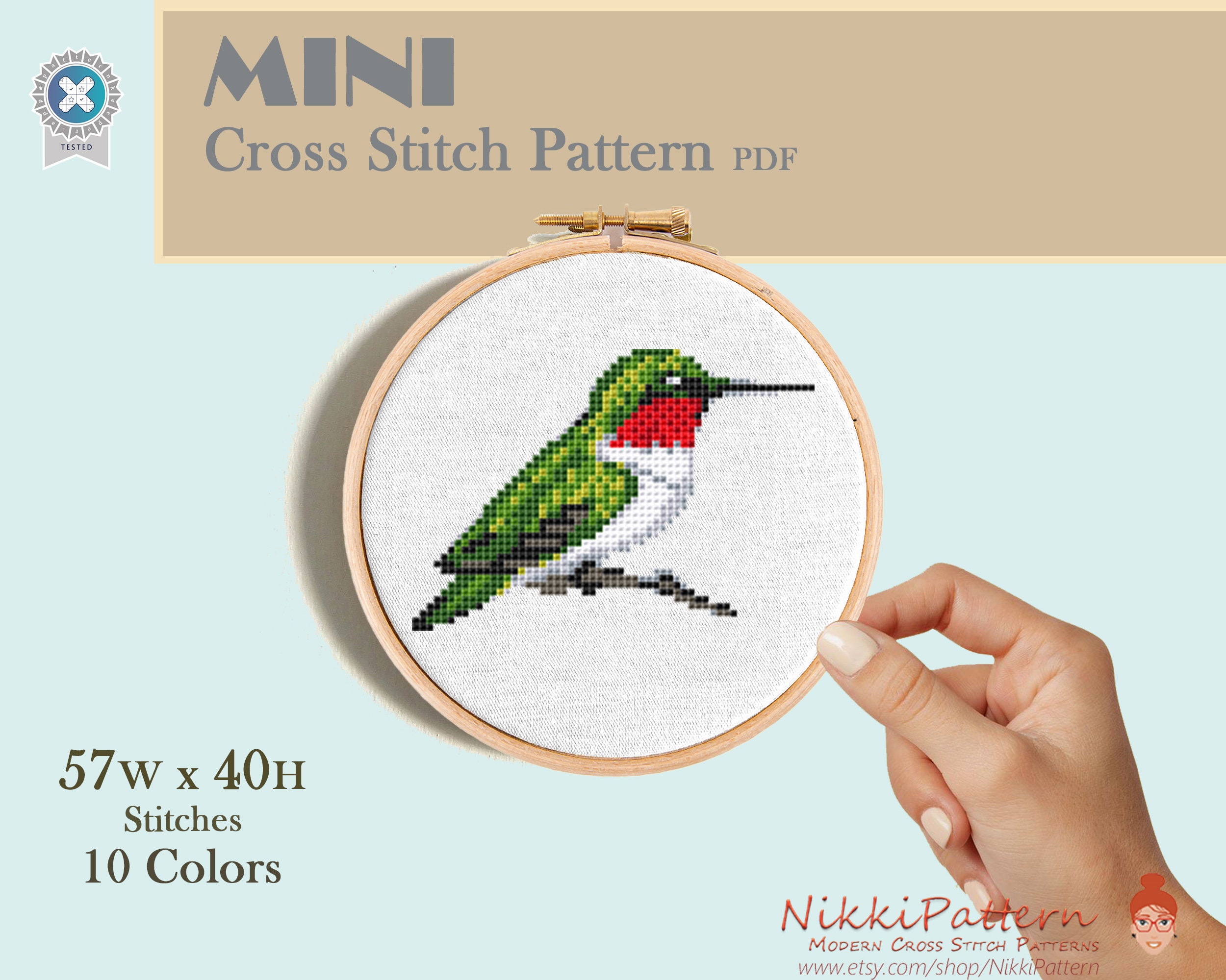 Hummingbird Cross Stitch Pattern, Cute, Mini Bird Embroidery ...