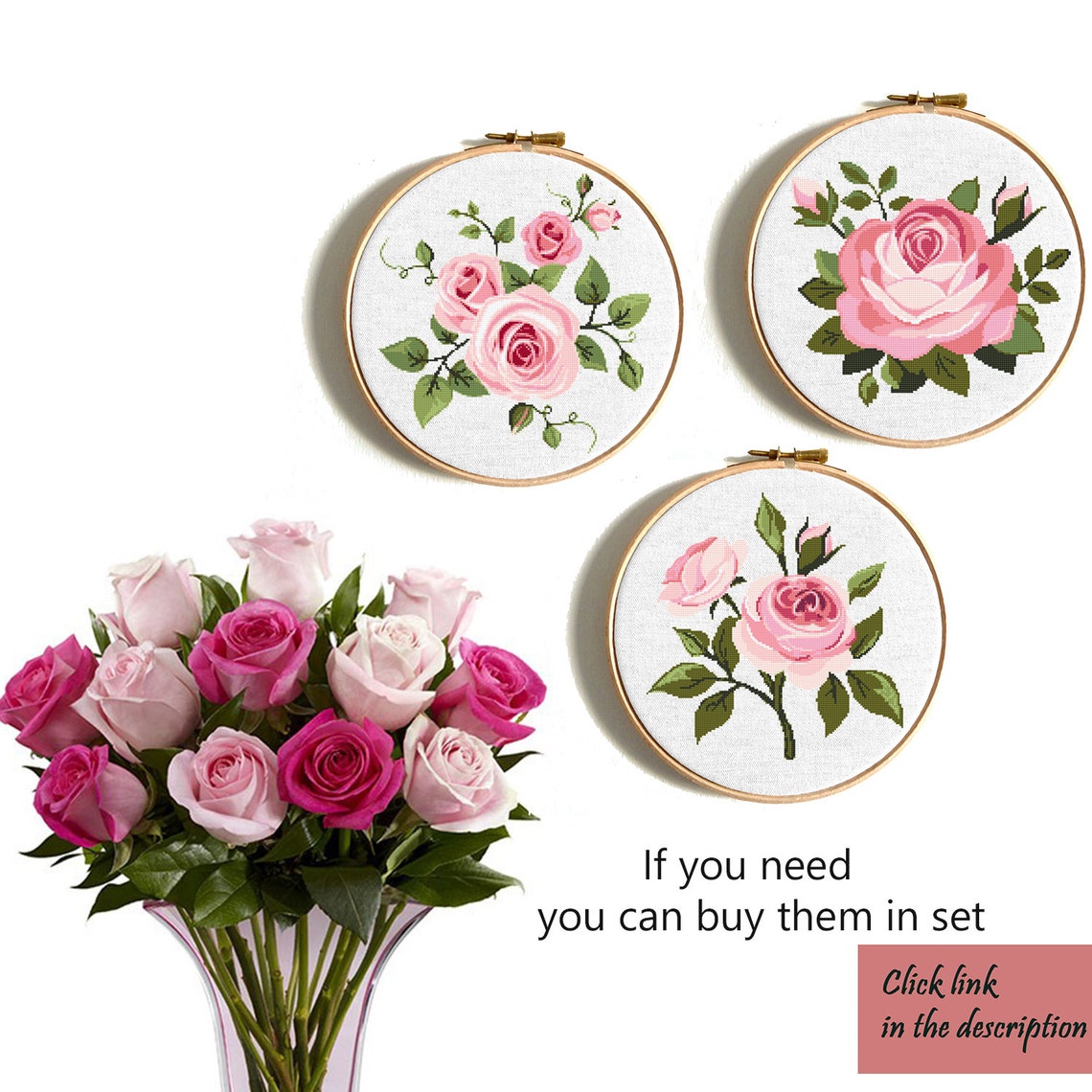 Rose Cross Stitch Pattern Modern Counted Cross Stitch Flower - Etsy