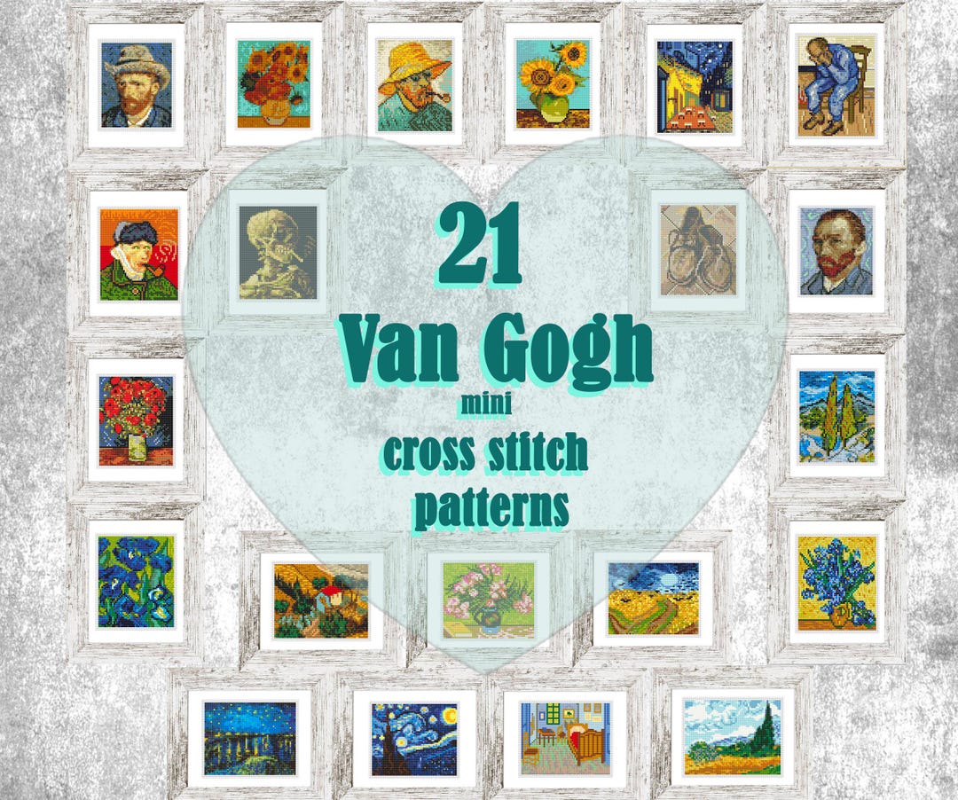21 Mini Van Gogh Cross Stitch Patterns. Starry Night, Sunflowers ...