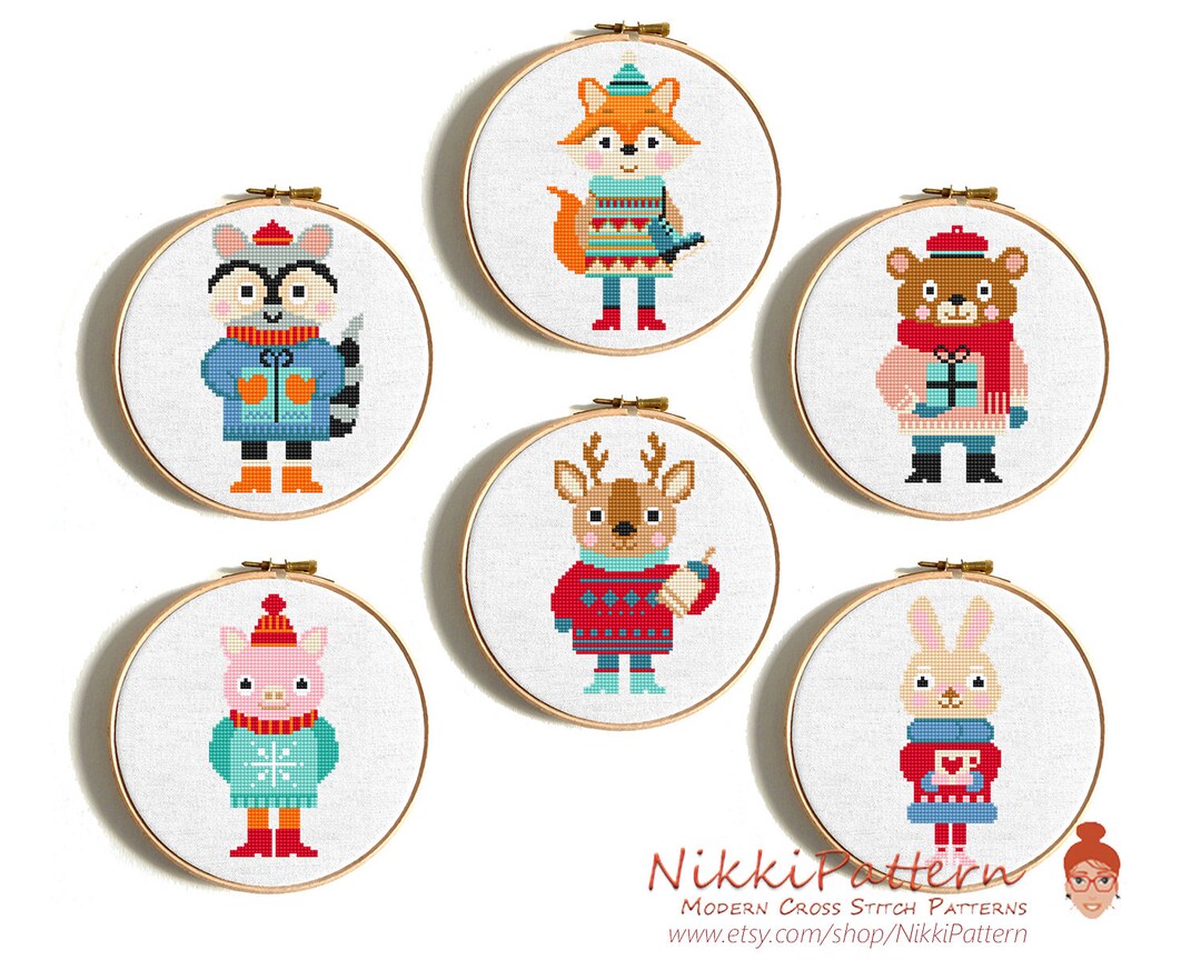 Tiny Animals Cross Stitch Pattern Set Counted Cross Stitch Pdf Small ...