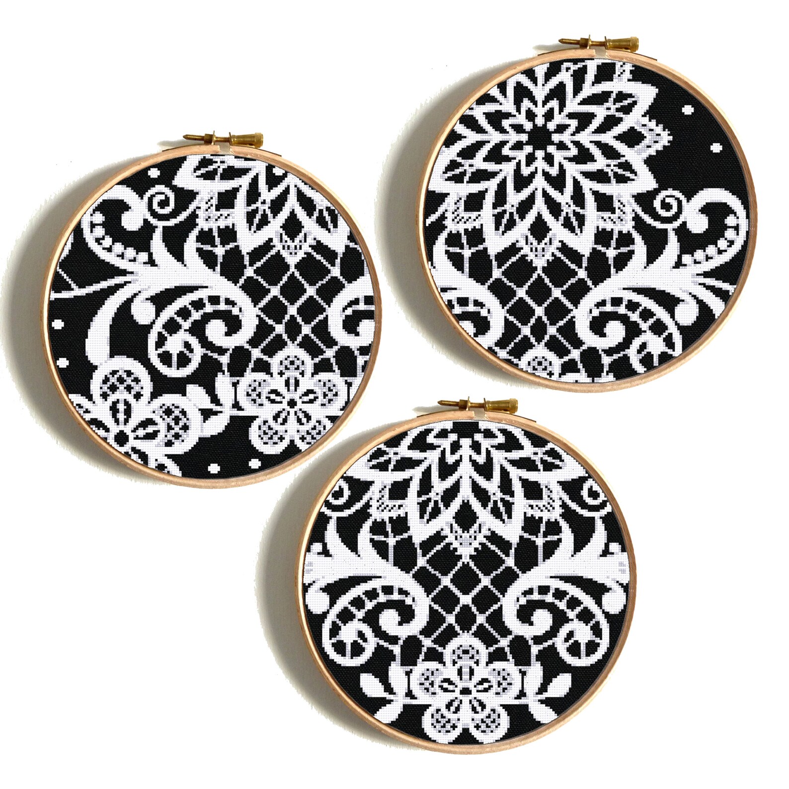 Floral Lace Modern Cross Stitch Pattern Set of 6 Beautiful - Etsy