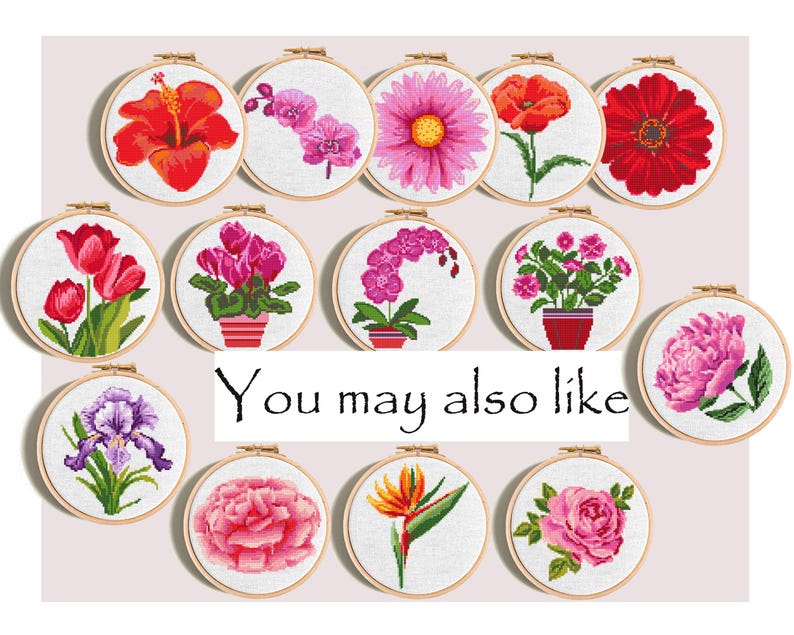 Peony Flower Mini Cross Stitch Pattern, Flower Easy Embroidery Chart ...