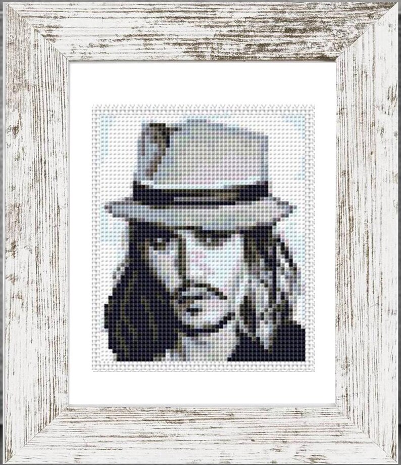 Johnny Depp Mini Cross Stitch Pattern, Modern Tiny Portrait, Famous ...