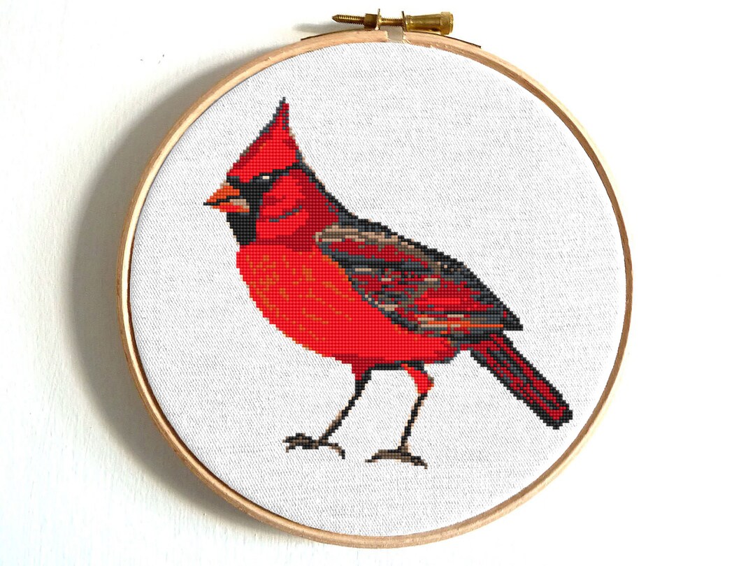 Red Cardinal Cross Stitch Pattern Christmas Birds Modern Cross Stitch ...